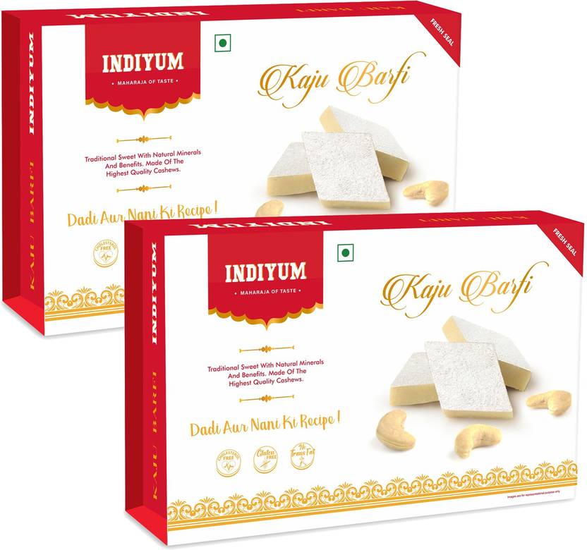Indiyum Cashew Barfi Kaju Katli Sweet Mithai Kaju Barfi Box Price in ...
