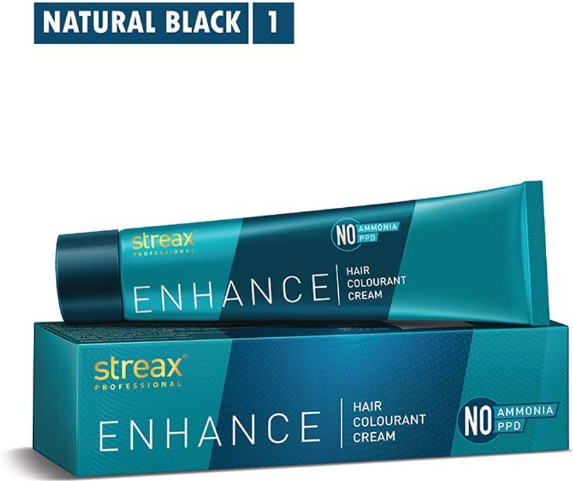 Streax Professional Enhance Hair Colourant Cream 90 g - Natural Black 1 ...