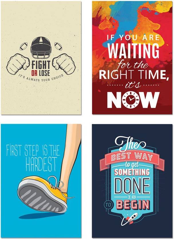 Set Of 4 Motivational Quotes Wall Posters Size - A3, 42 x 29.7 Cm (16. ...