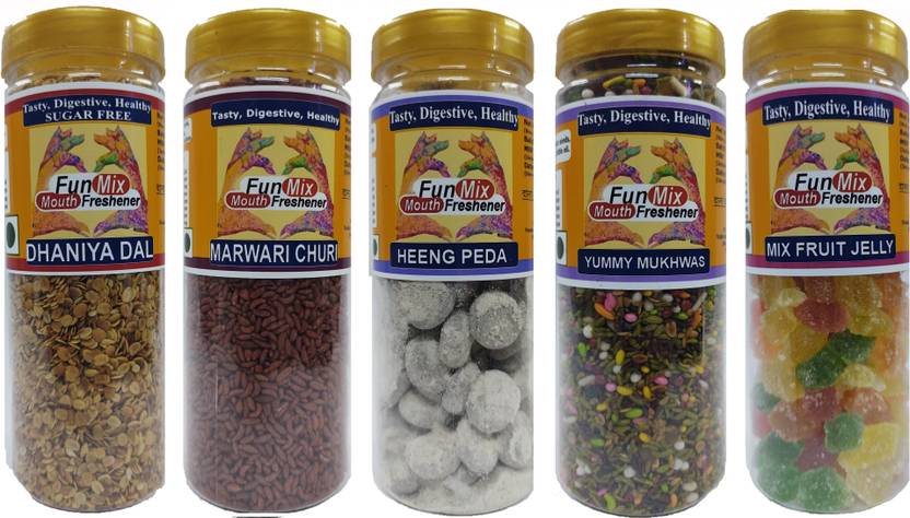 Fun Mix FAMILY PACK - Dhaniya Dal, Yummy Mukhwas, Heeng Peda, Mix Fruit ...