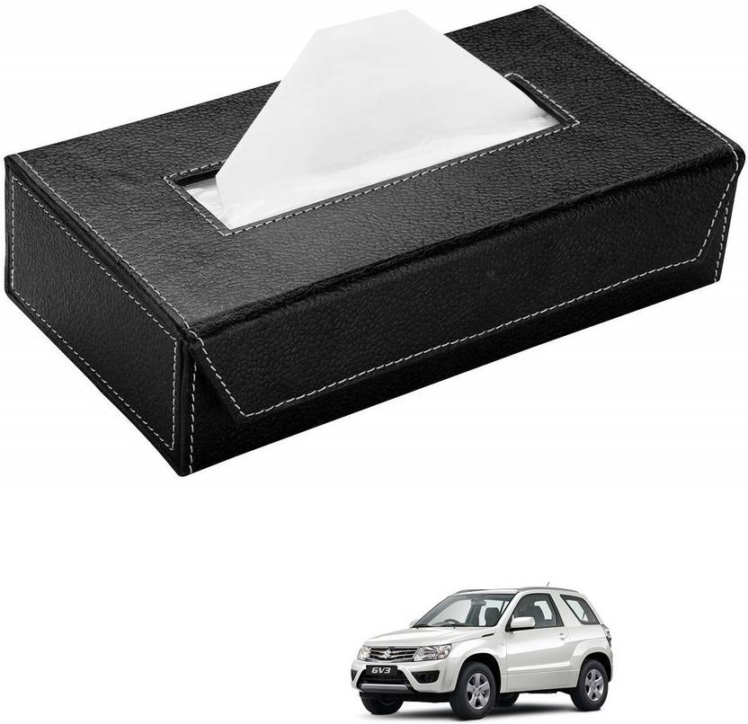 AuTO ADDiCT Car Tissue Box Paper Tissue Holder Black with 200 Sheets ...