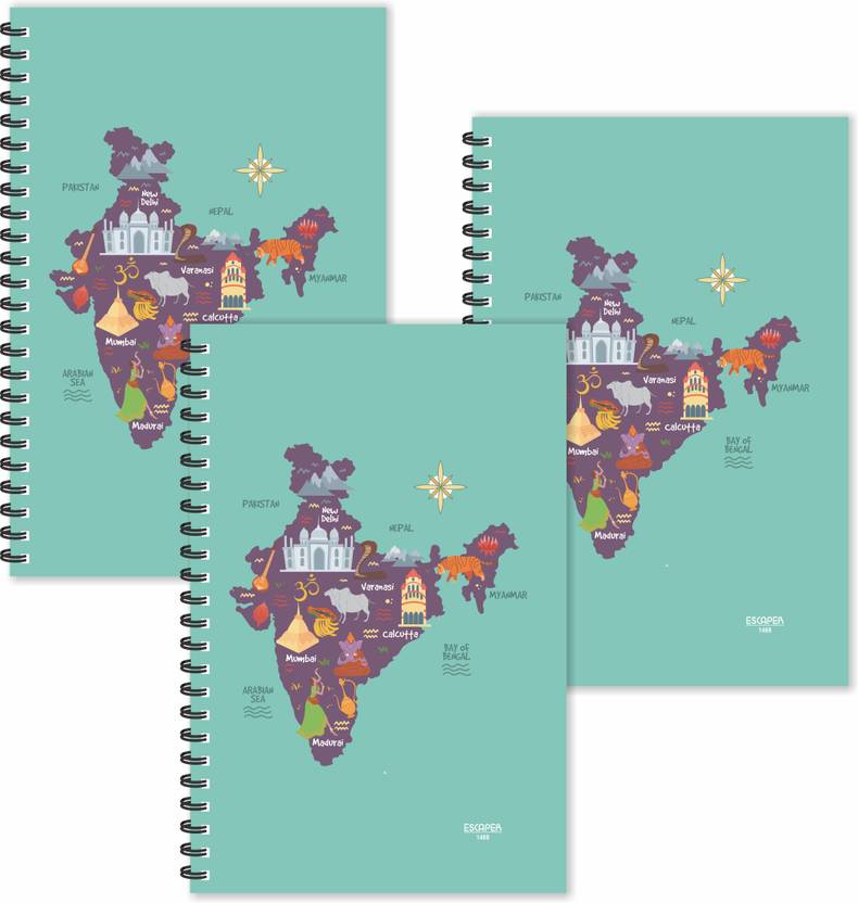 ESCAPER INDIAN Culture Map (Ruled - A5 Size - SUPER SAVER Pack of 3 ...