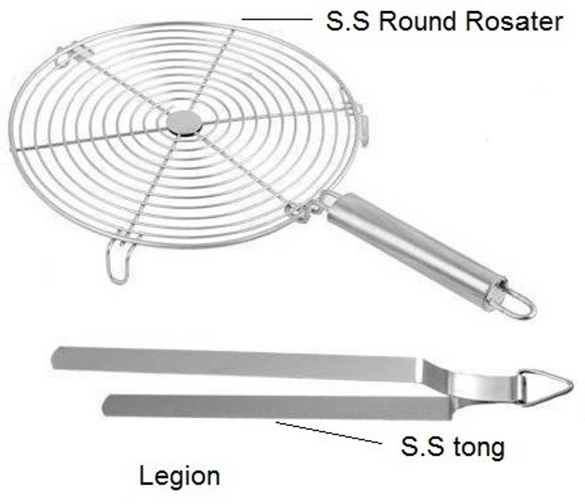 Legion Stainless Steel Wire Round Roster with Steel Tong .(Papad Jali ...