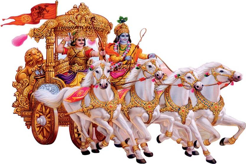 Masstone Mahabharat Rath Krishna Arjuna Religious God Wall Sticker ...