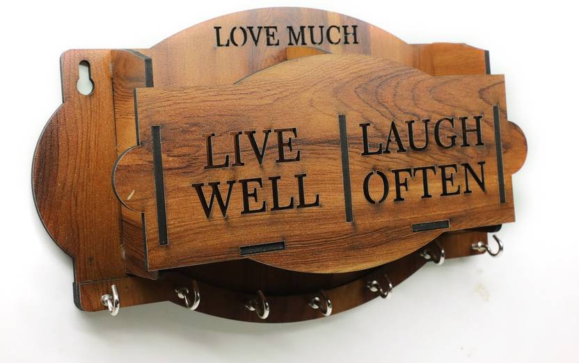 STASTORE Wooden Key Holder with Mobile Stand and Wall Shelf RackWooden ...