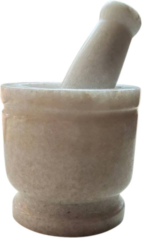 Homebia White Big Okhli Spice Masher Imam Dasta Khalbatta Mortar Pestle ...