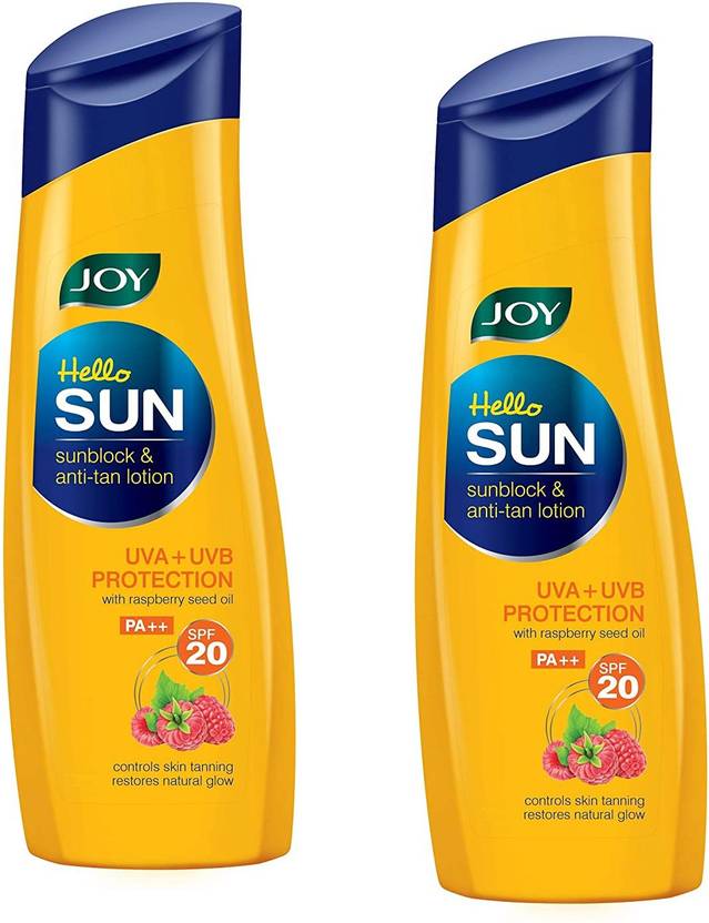 Joy Hello Sun Sunblock & Anti-Tan Lotion (UVA + UVB Protection) With ...