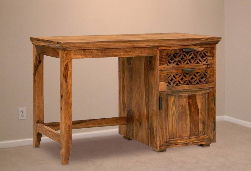 FUREON Solid Sheesham Wood Computer Desk Writing Study Table Classic ...