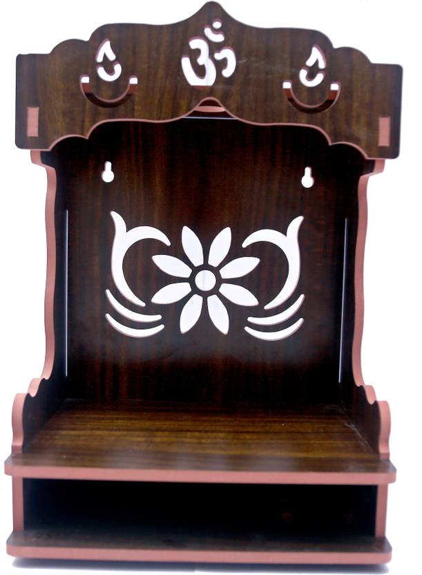 Rudrax Wooden Mini Temple for Home and Offfice Wall Mounted, Hanging ...