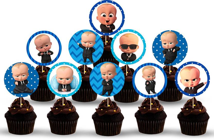 ZYOZI 10 pcs Boss Baby Cupcake Toppers Birthday Cake Decorations for ...