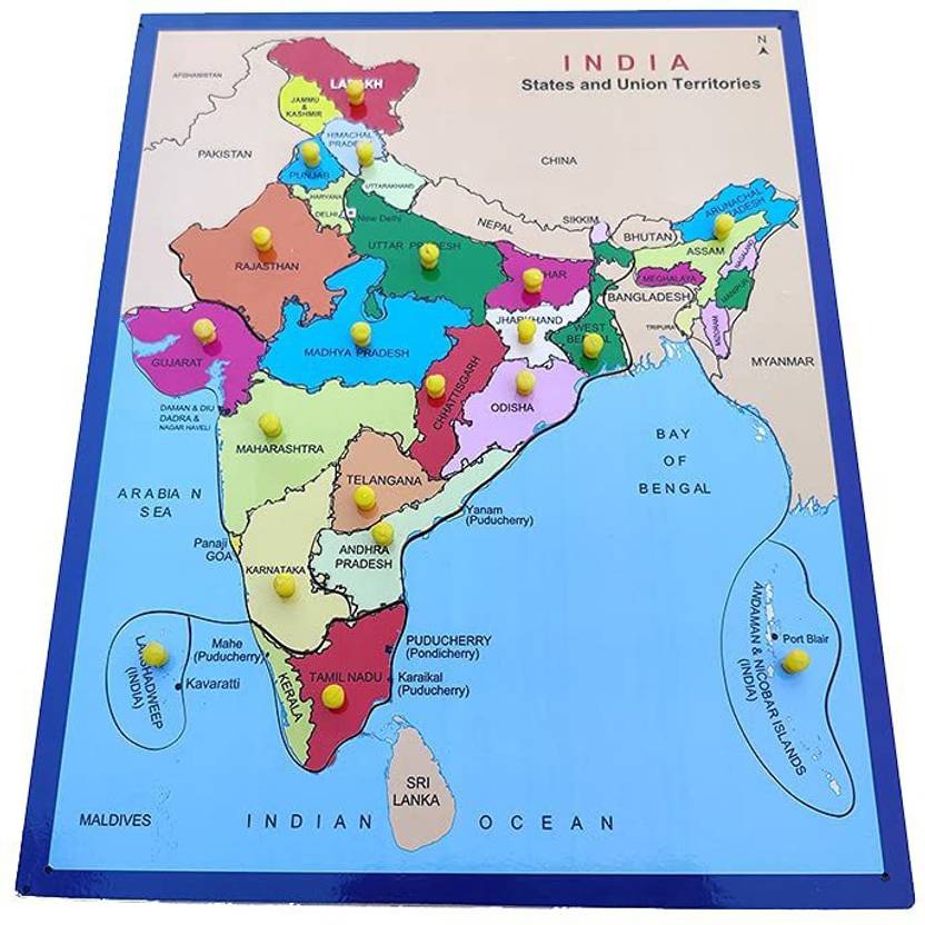 TechBlaze Wooden Indian States Map 18 Puzzles with Their Capitals ...