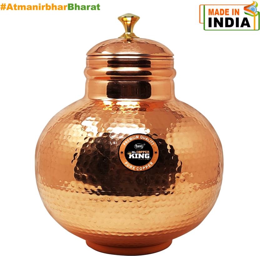 Mr.COPPER KING Premium Pure Copper Round Water Matka Tank Hammered 7000 ...