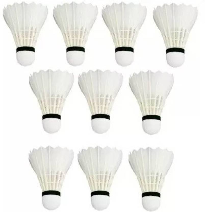 GS SPORTS Hand-Crafted Feather Shuttlecocks Pack of 10 Units Feather ...