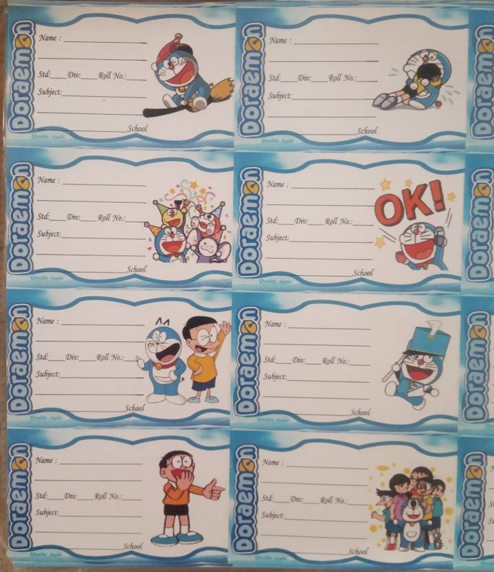 Super Easy Doraemon Mixed Design Name Slip Note Books Stickers School ...