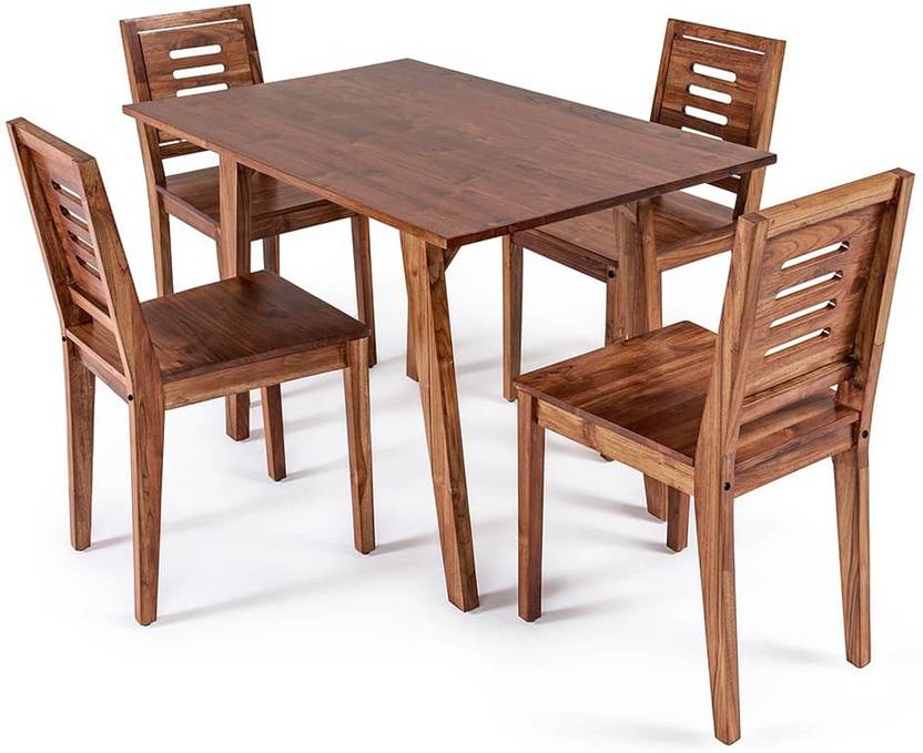 Wakefit Clove-Pepper Teak Solid Wood 4 Seater Dining Set Price in India ...