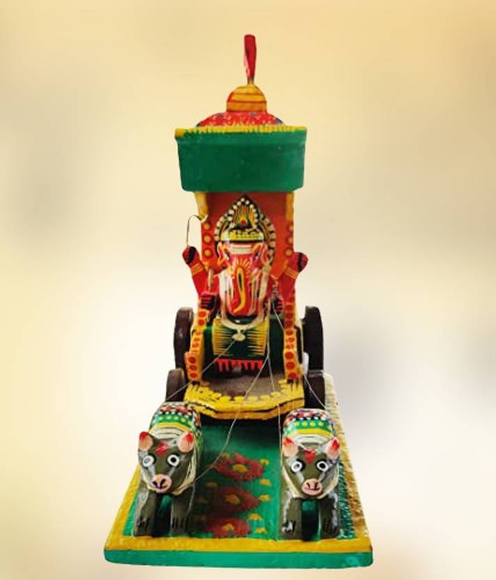 Ishu Handiartistic Wooden Ganesha Rath Statue for Home Temple and Pooja ...