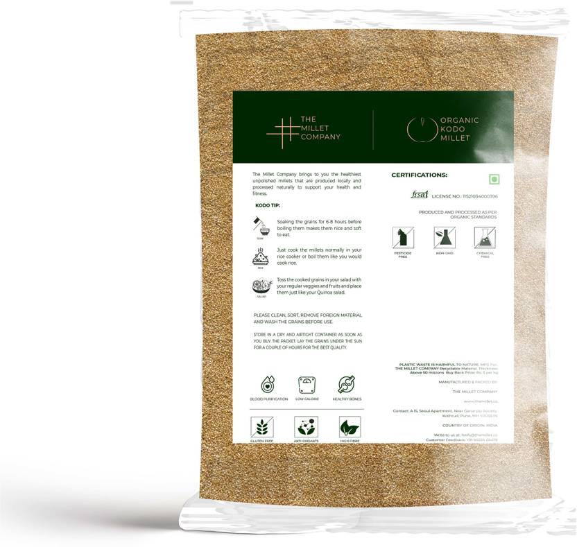 The Millet Company 500G Organic Kodo Millet, Kodon, Kodri, Natural Farm ...