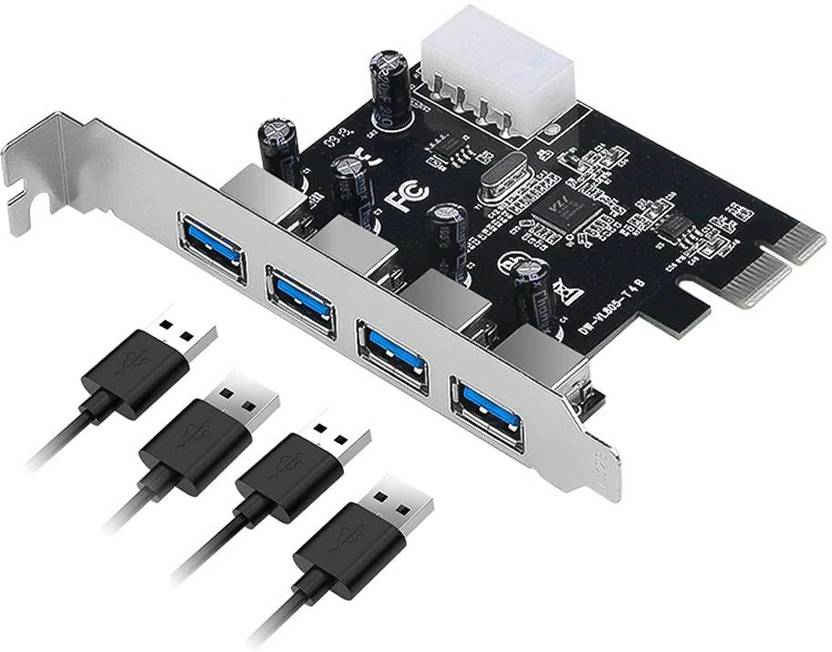 Xsentuals NVIDIA PCI Express Card 4 Port USB 3.0 with 5V 4 Pin Power ...