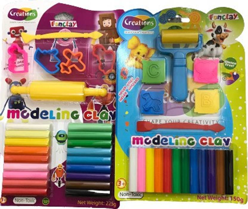 Creations Fun Clay Pack of 2, Scented Multi-Colors With Rollers And ...