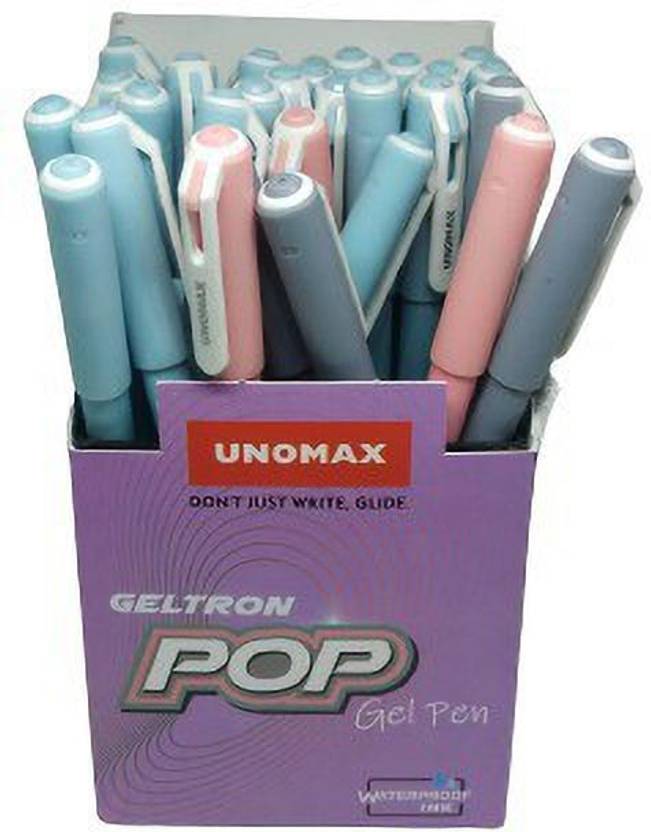 UNOMAX Geltron pop gel pen Waterproof Ink (35 PCS BLUE 12PCS BLACK 3PCS ...