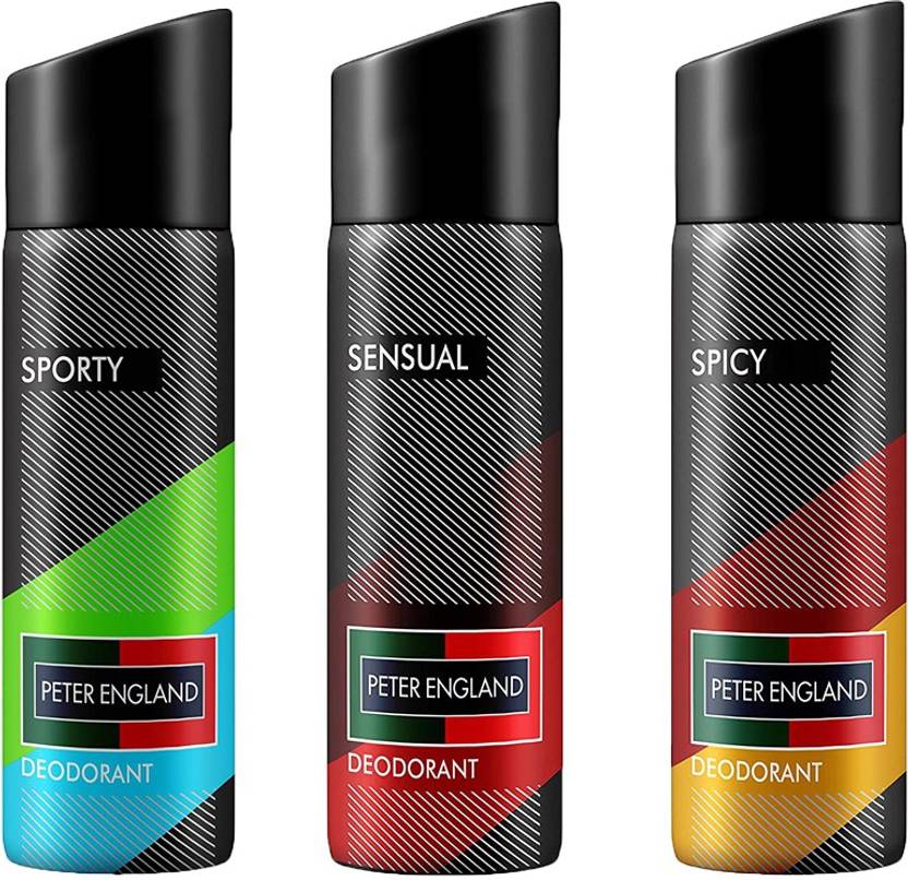 PETER ENGLAND Deodorant, Each Deo 150ml,( Sporty Sensual Spicy )Pack Of ...