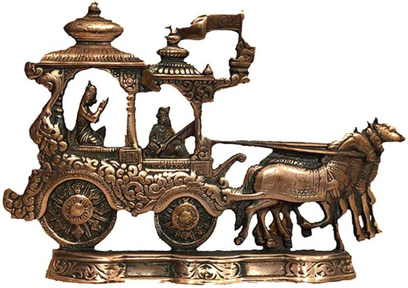 Tailos Metal Copper Plated God Krishna & Arjuna Chariot Rath Wall ...