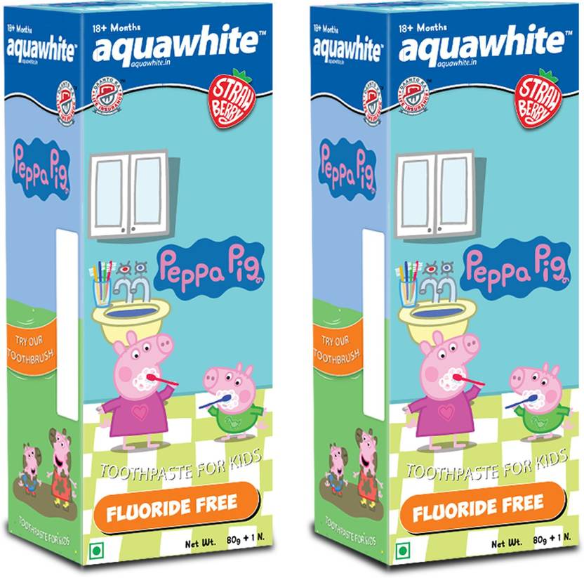 aquawhite Peppa Pig Kids Toothpaste, Strawberry Flavor, Fluoride Free ...