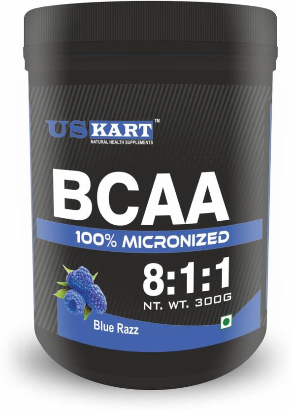 US KART BCCA 100% Micronized 300gm Blue Razz Flavor (Pack of 1) BCAA ...