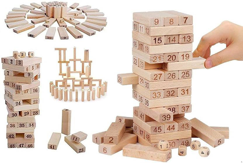 Viradiya's Toys Jenga Blocks Timber Tower Tumbling Game for Kids and ...