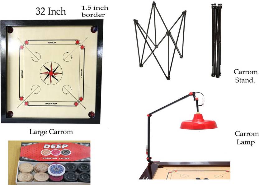 YMD 32 inch large carrom board with lamp and stand 81 cm Carrom Board ...
