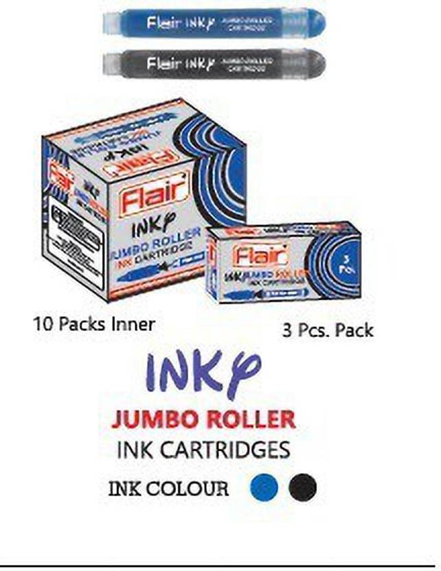 FLAIR inky jumbo roller pack of 120 blue and black Ink Cartridge - Buy ...