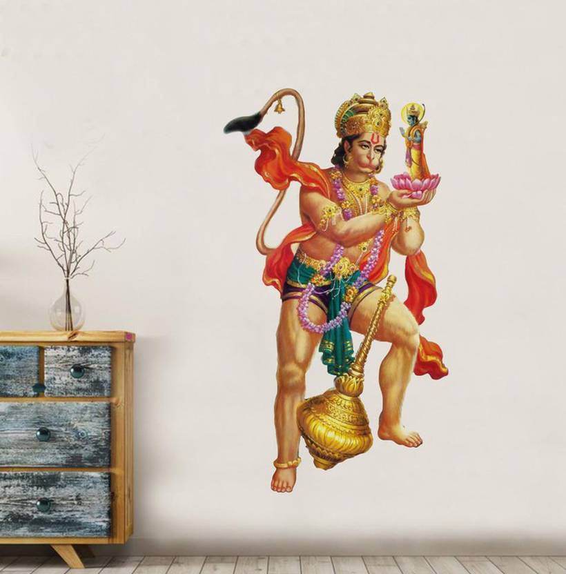 ArtCreative sticker of hanuman ji with small Ram bhagwan sticker for ...