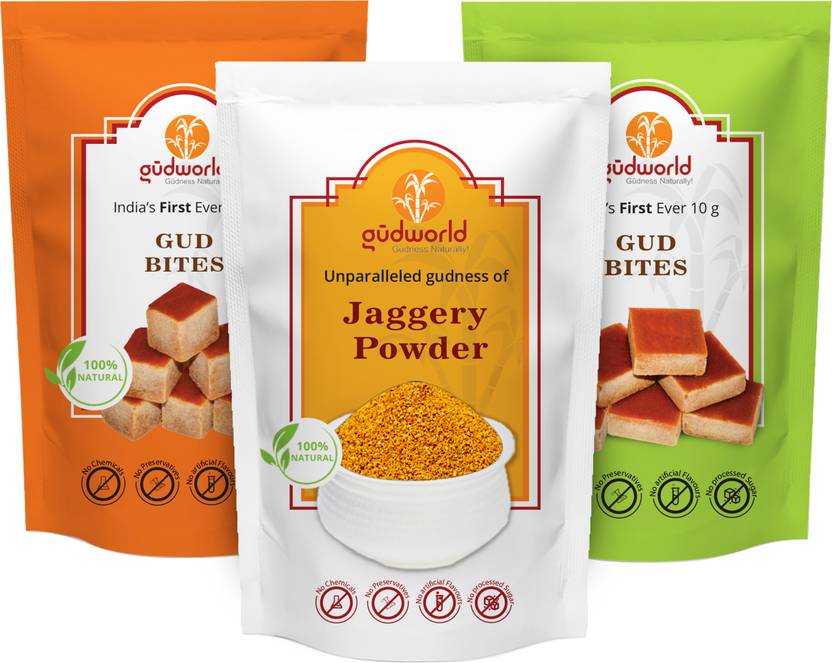Gudworld Powder 500 gm + 10g Gud Bites 500 gm + 5g Gud Bites 500 gm ...