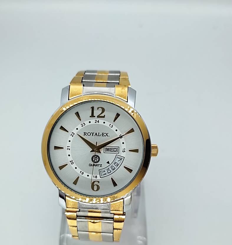 Royalex Men's watch Silver Dial Day And Date Steel Gold Mix Case And ...