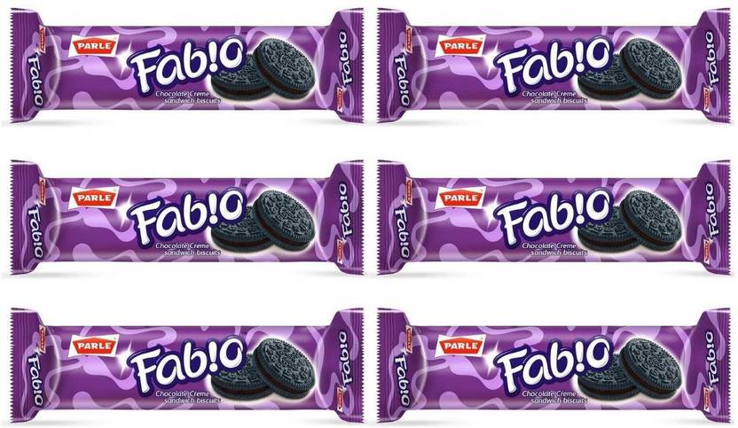 PARLE Fabio Chocolate Crème Sandwich Biscuits, 120g, Set Of 6 Cream ...