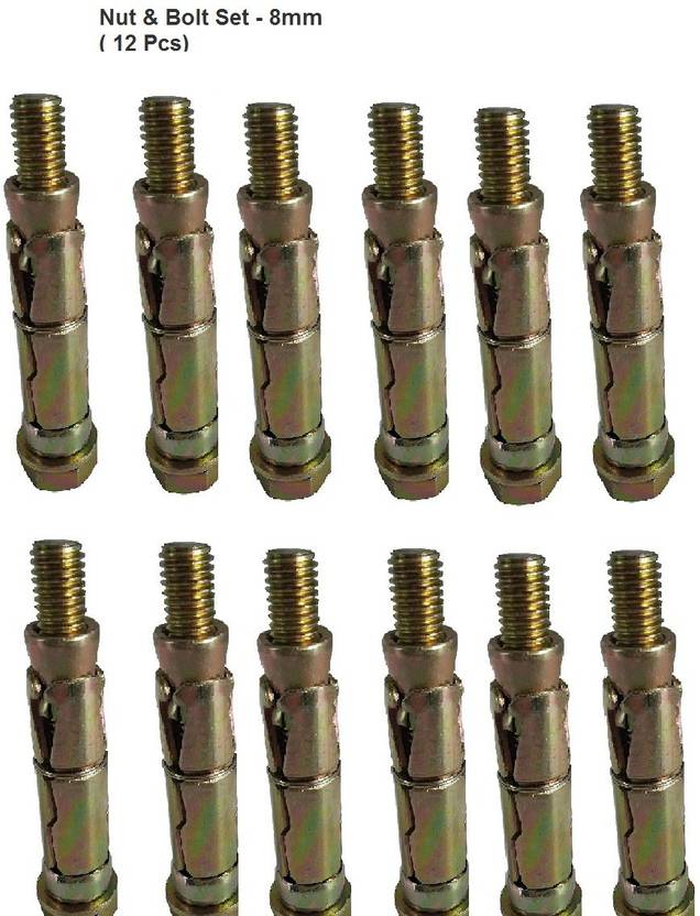 SS SASHA Nut & Bolt Set Nut & Bolt Set 8mm Wall Anchor Fasteners, Rust ...