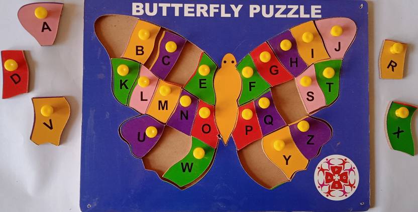 Spacci Educational Wooden Butterfly ABCD Letters Puzzle Board Toy ...