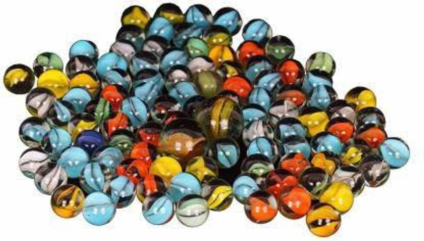 WHITE POPCORN Pack of 50 + 1 Pcs Glass Marble Kanche for Decoration ...