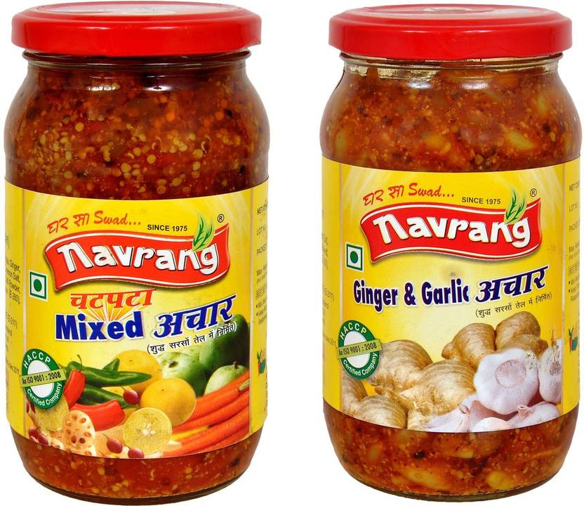 NAVRANG Organic Homemade Mixed Achaar, Ginger And Garlic Pickle Mix ...
