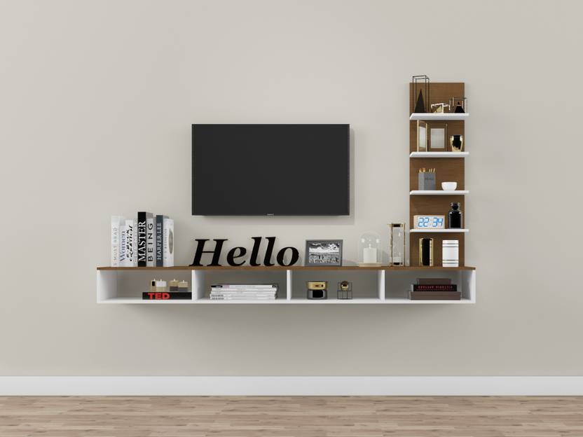 plantzy L Shape TV Unit/Entertainment Wall Unit/TV Cabinet with Wall ...