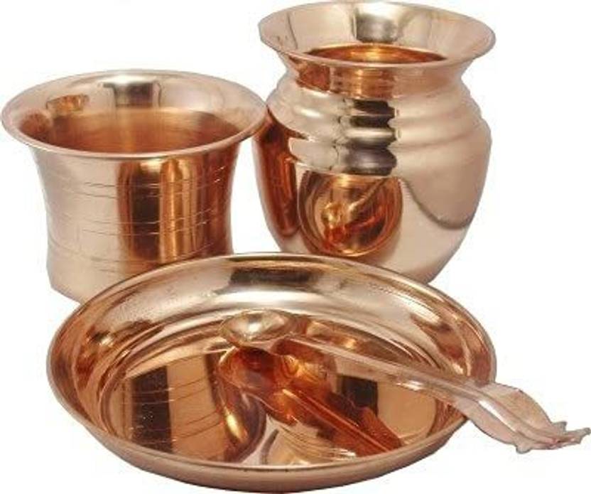 damurhu Pure Copper Pooja Thali Set Copper Puja Thali Set for Hindu ...
