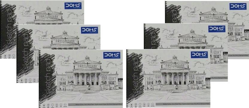 DOMS Sketch Pad A4 Spiral Bound 36 Sheets 150 GSM Pack Of 6 Sketch Pad Price in India - Buy DOMS ...