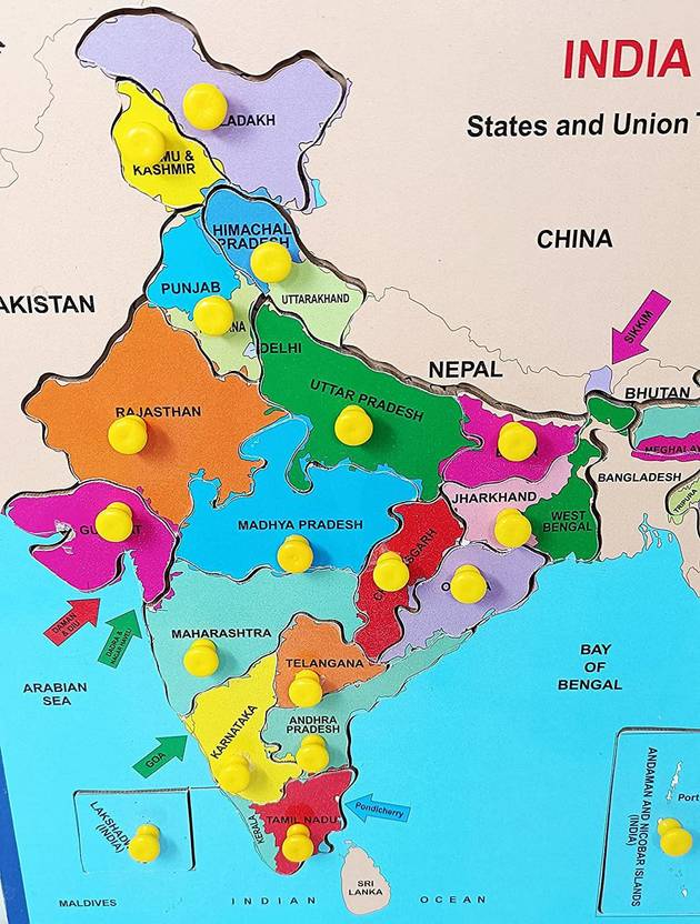 Fusine India Map Puzzle for Kids - Indian States and Capitals for Kids ...