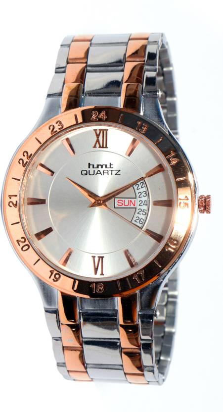 Hmt Swarna Wrist watch Silver Dial and Silver golden Strap Analog Watch ...