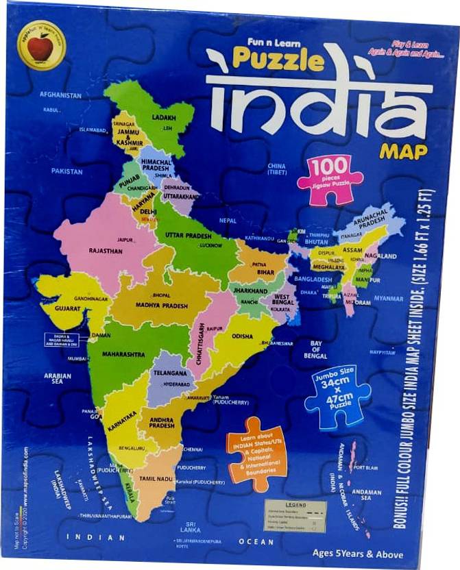 maitra India Map Jigsaw Puzzle, Learning India Map, Country Map Puzzle ...