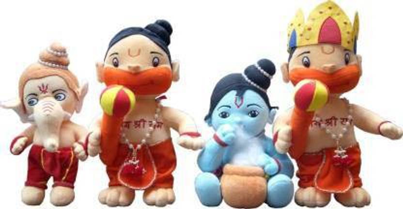 pipika Lord Ganesha, Krishna & Hanuman Hindu Idol Combo Fun Soft Toy ...