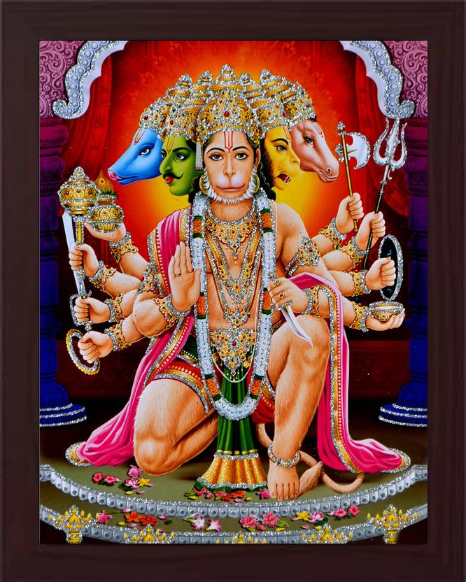emofly Hanuman Ji Panchmukhi Roop Religious Frame Price in India - Buy ...