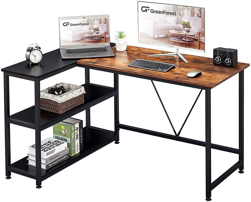 TEKAVO Reversible L-Shape Corner Desk with Storage Shelf, Writing ...