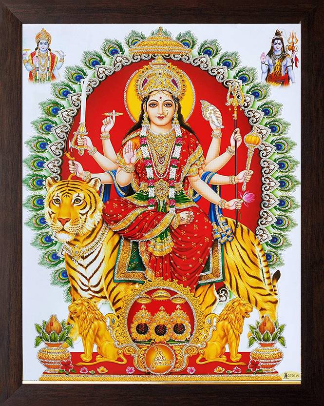 CRAFTSCORNER DURGA MAA WITH SHIVA VISHNU JI PHOTO FRAME | DURGA MAA ...