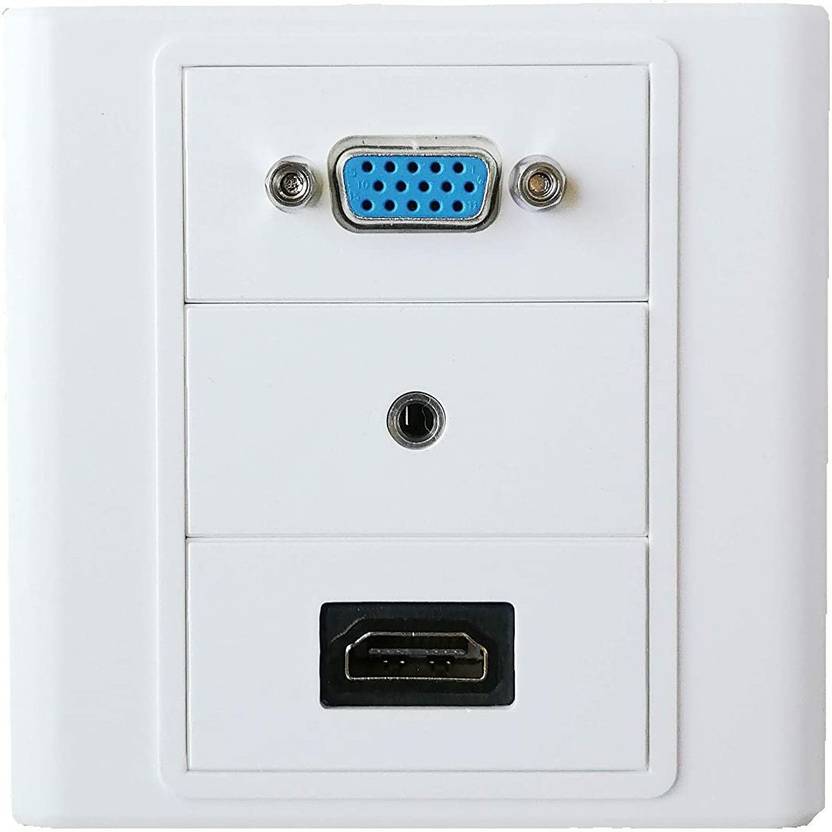 Mak World Multimedia Modular Wall Face Plate with HDMI + VGA + AUX ...